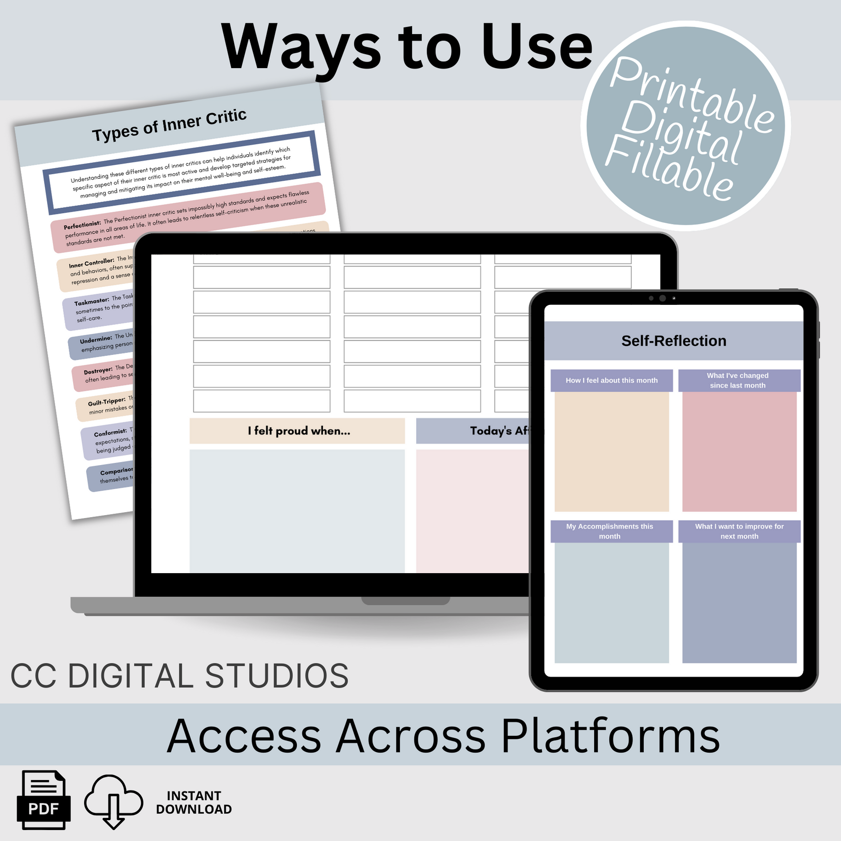Inner Critic Therapy Worksheets: Boost Self-Esteem & Self-Compassion ...