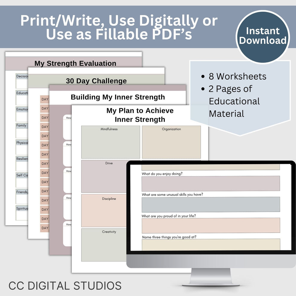 Inner Strength Worksheets: Anxiety Relief & Coping Skills in Internal ...