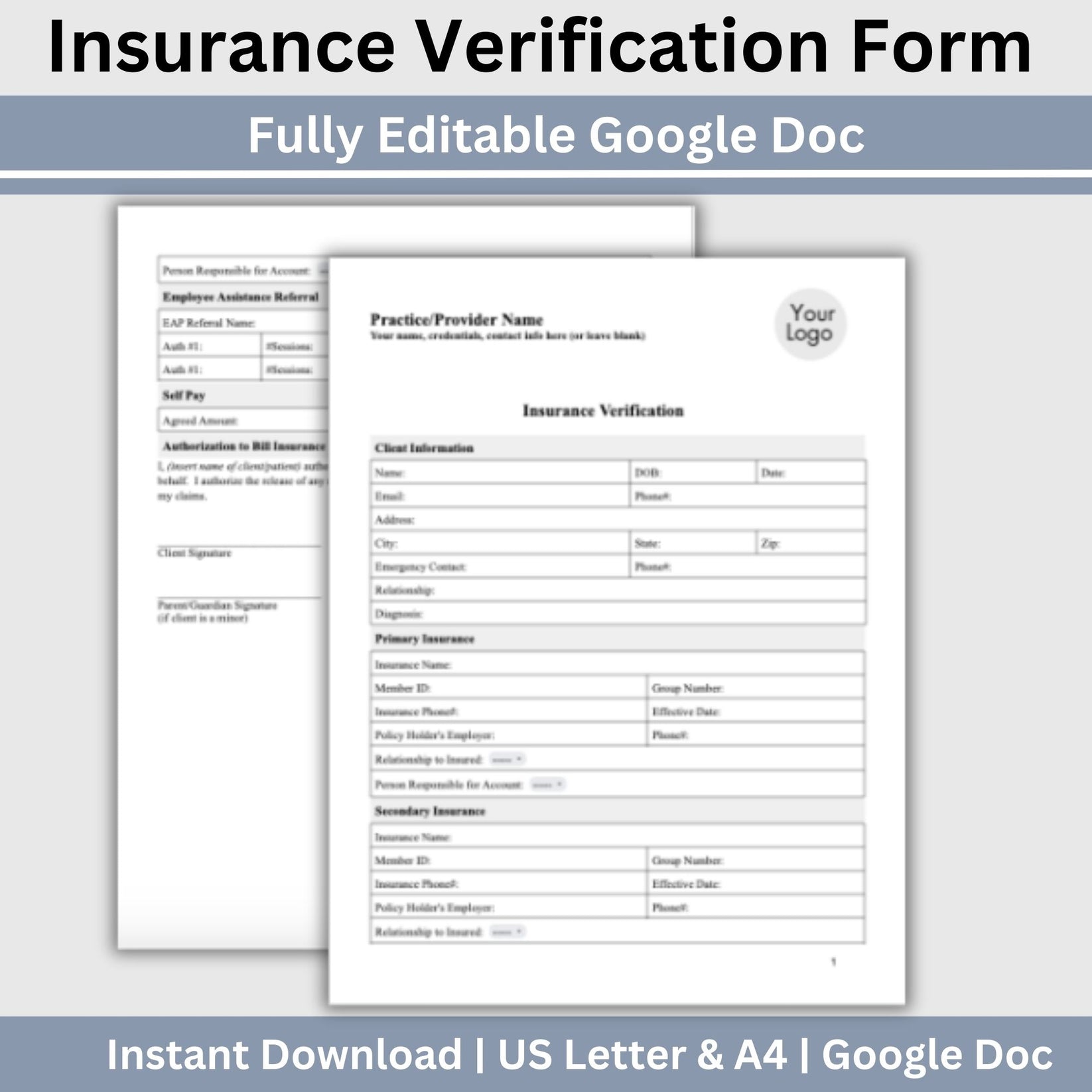 Insurance Payment Verification Form for Mental Health Professionals ...