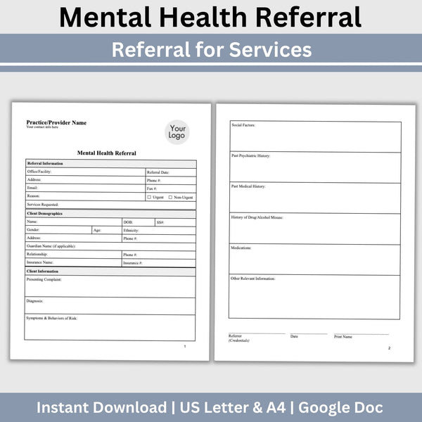 Mental Health Clinician's Referral Template: Streamline Client Referra ...
