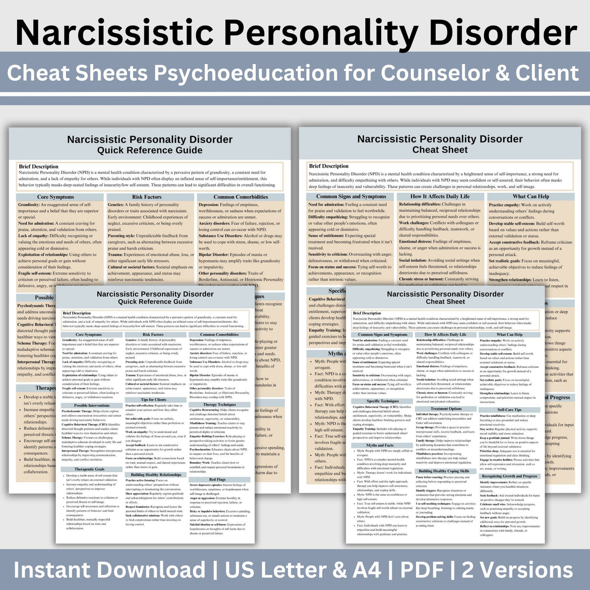 Narcissistic Personality Disorder Therapy Cheat Sheet: 2 IN 1 Psychoed ...