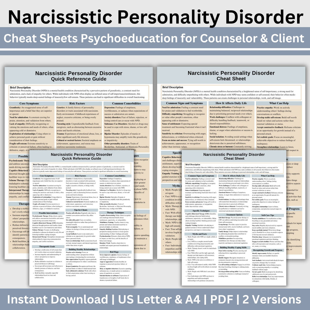 Narcissistic Personality Disorder Therapy Cheat Sheet: 2 IN 1 Psychoed – CCDigitalStudios