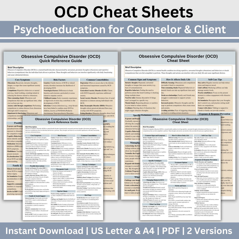 OCD Therapy Cheat Sheet: 2 IN 1 Psychoeducation for Client and Cheat S ...