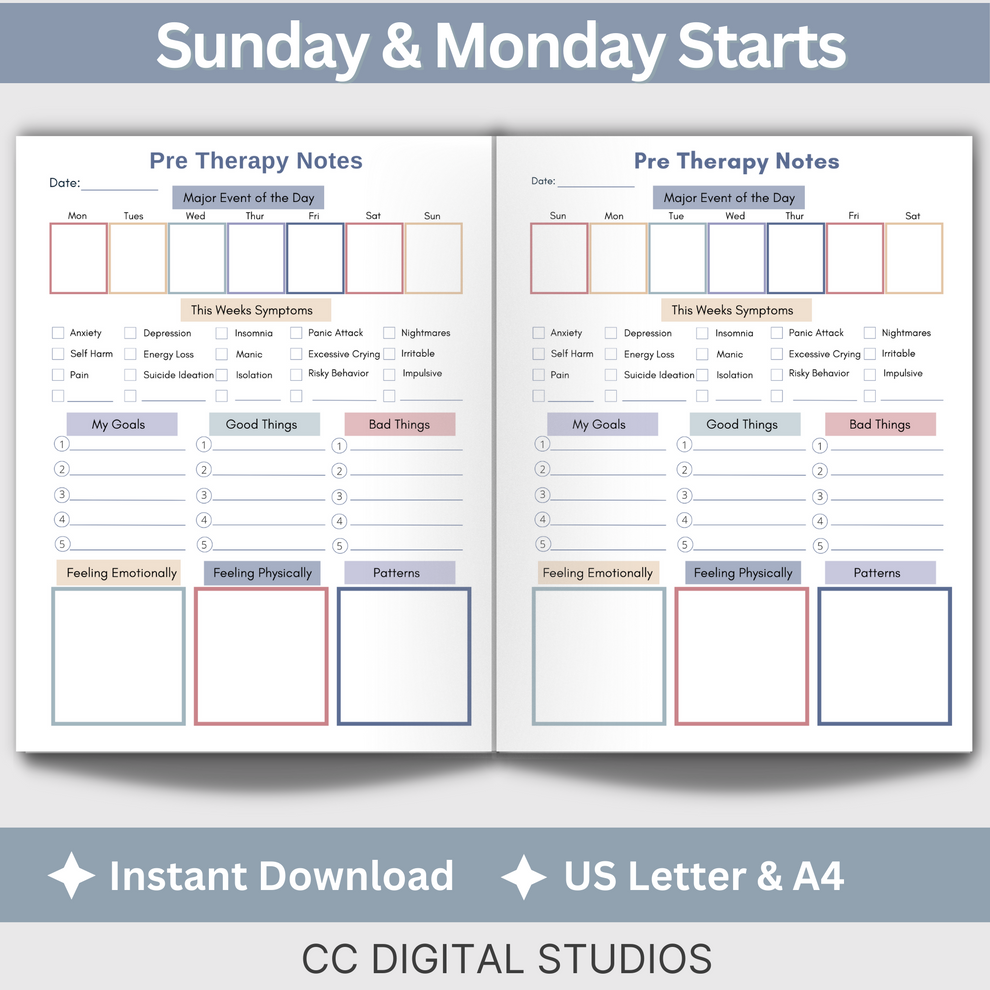 Pre and Post Therapy Notes: Enhance Your Therapy Journey – CCDigitalStudios