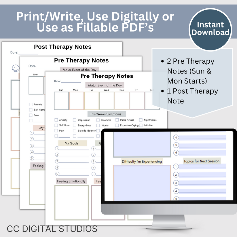 Pre and Post Therapy Notes: Enhance Your Therapy Journey – CCDigitalStudios