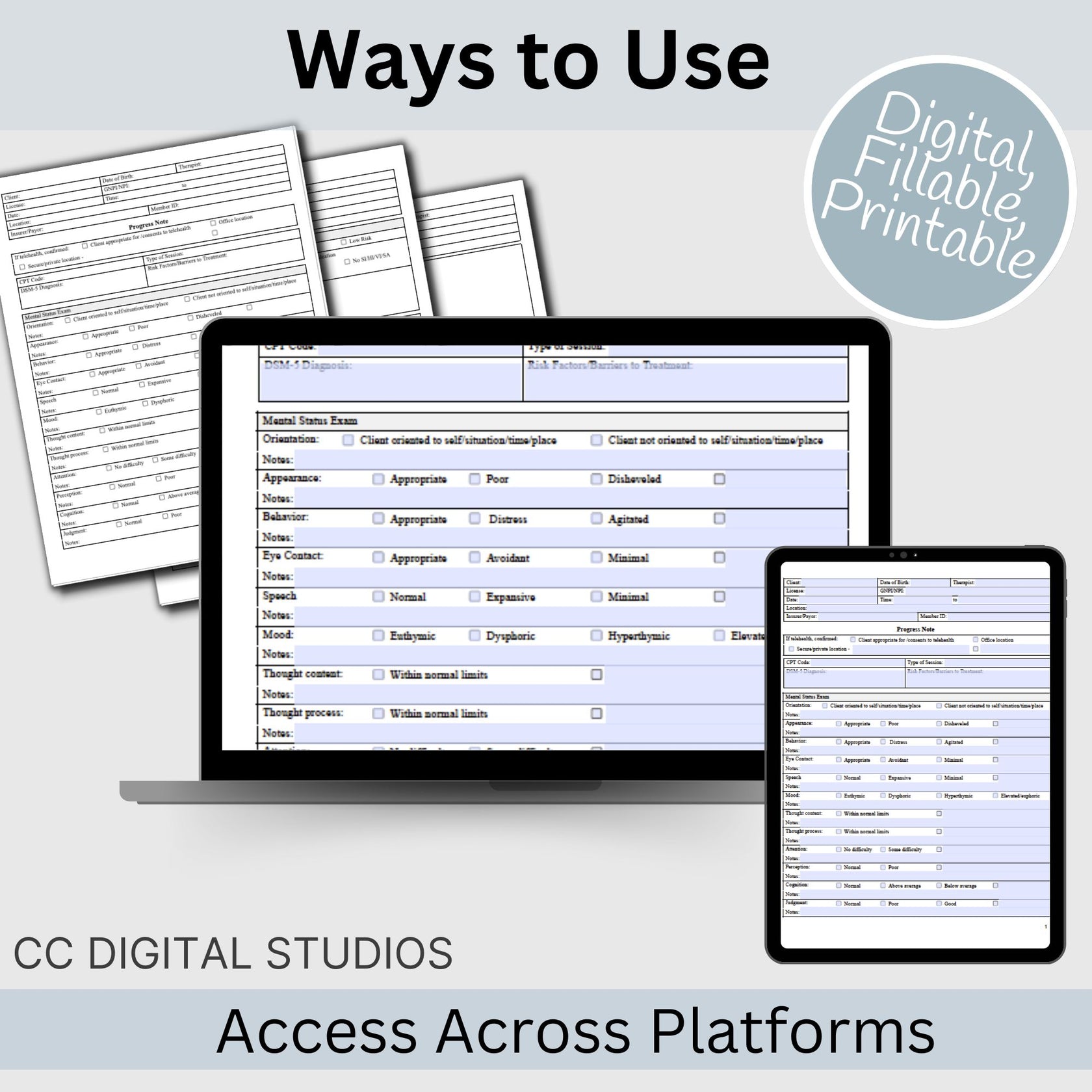 Progress Note Template with MSE: Streamline Counseling Documentation ...