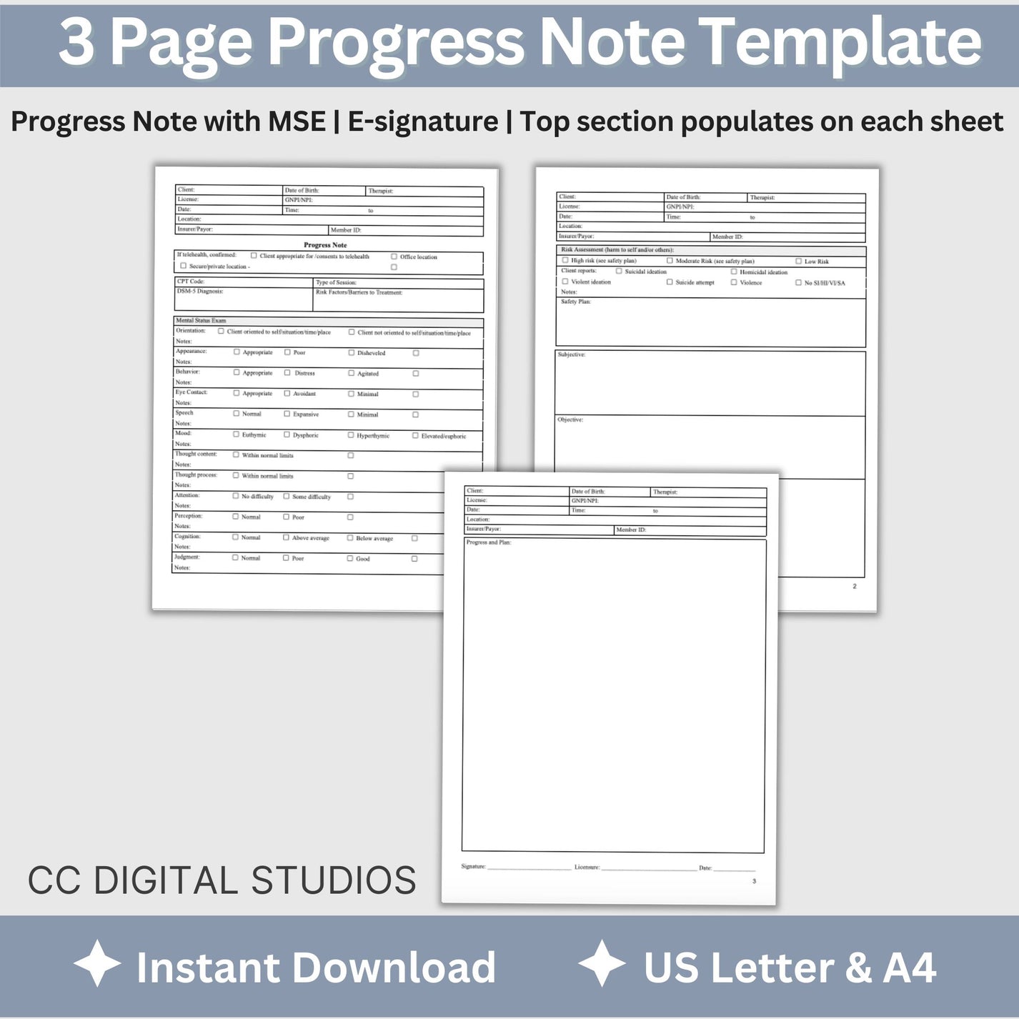 Progress Note Template with MSE: Streamline Counseling Documentation – CCDigitalStudios