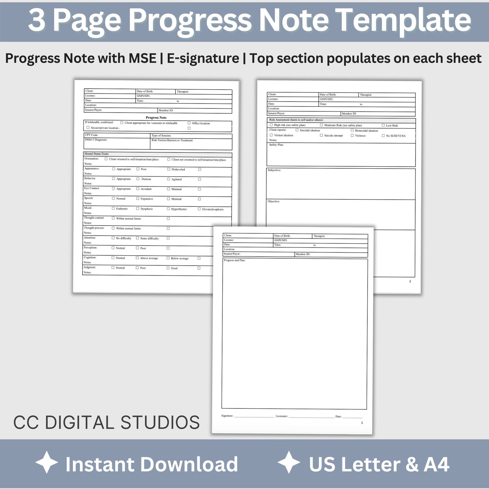 Progress Note Template with MSE: Streamline Counseling Documentation – CCDigitalStudios