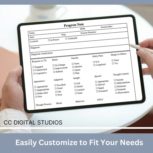 Progress Note Template: Editable WORD Doc – CCDigitalStudios