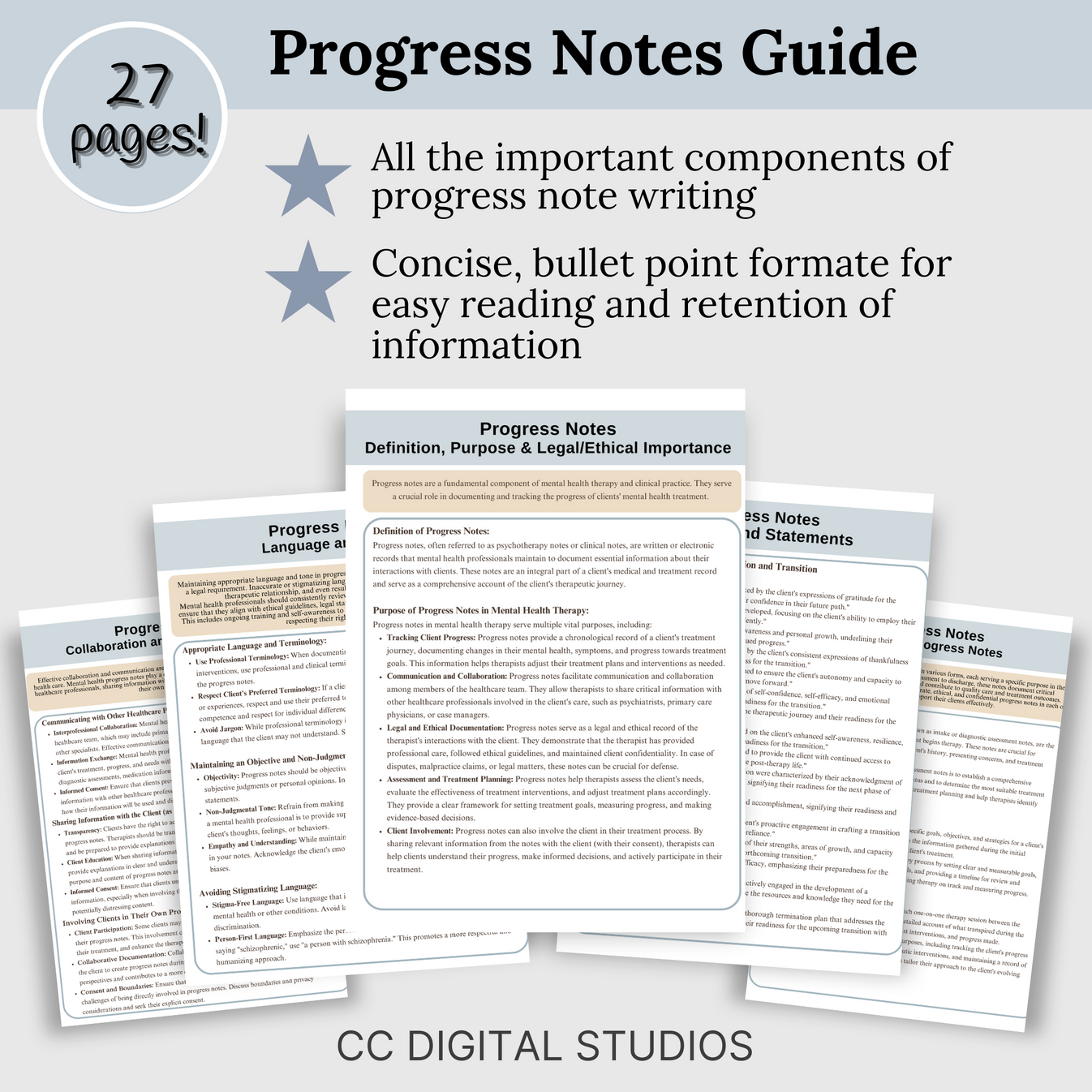 Progress Notes Guide Examples & Prompts, Progress Note Writing Cheat S ...