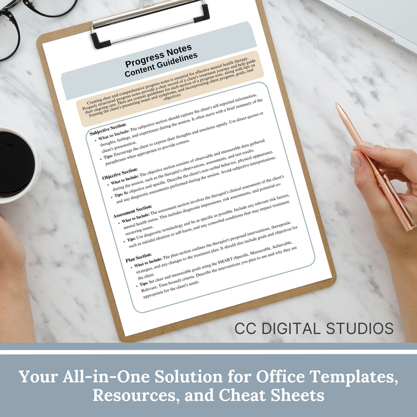 Progress Note Guide: Streamline Your Note Writing with Prompts, Exampl – CCDigitalStudios