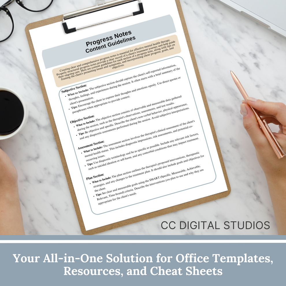 Progress Note Guide: Streamline Your Note Writing with Prompts, Exampl – CCDigitalStudios