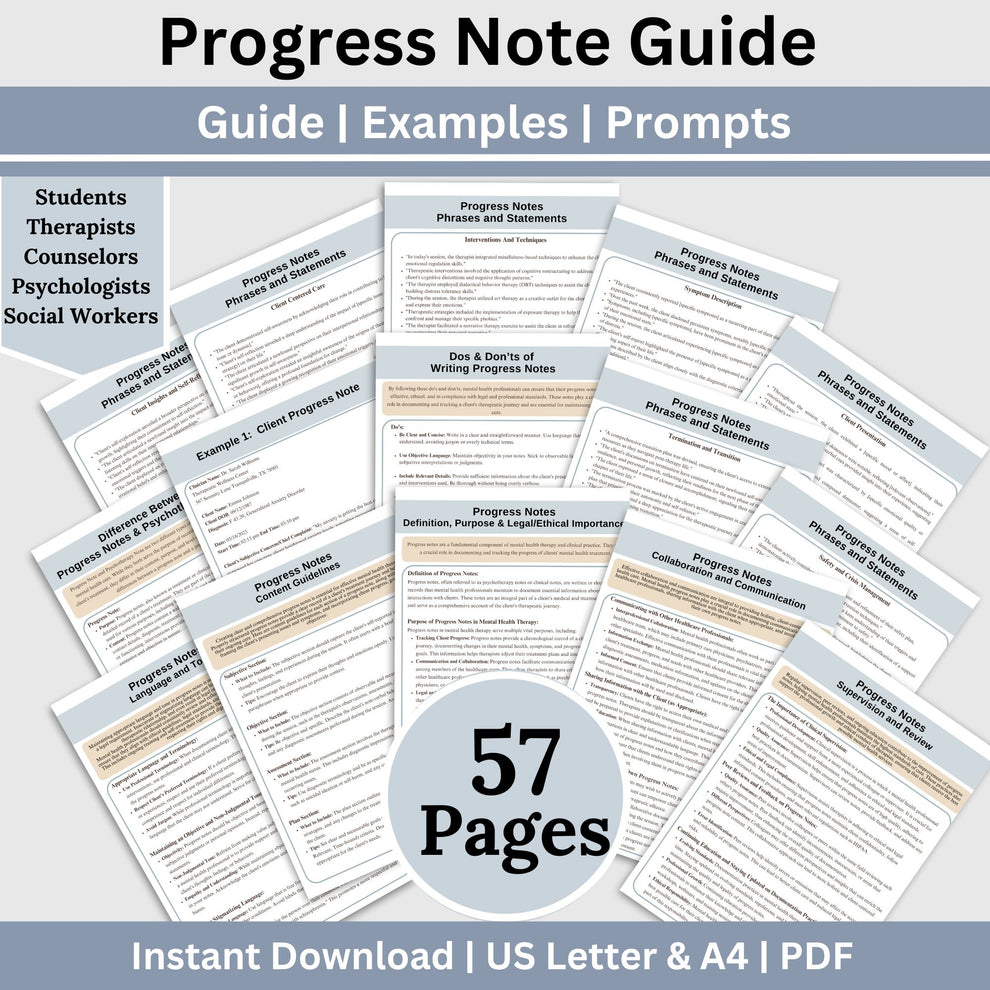 Progress Note Guide: Streamline Your Note Writing with Prompts, Exampl – CCDigitalStudios