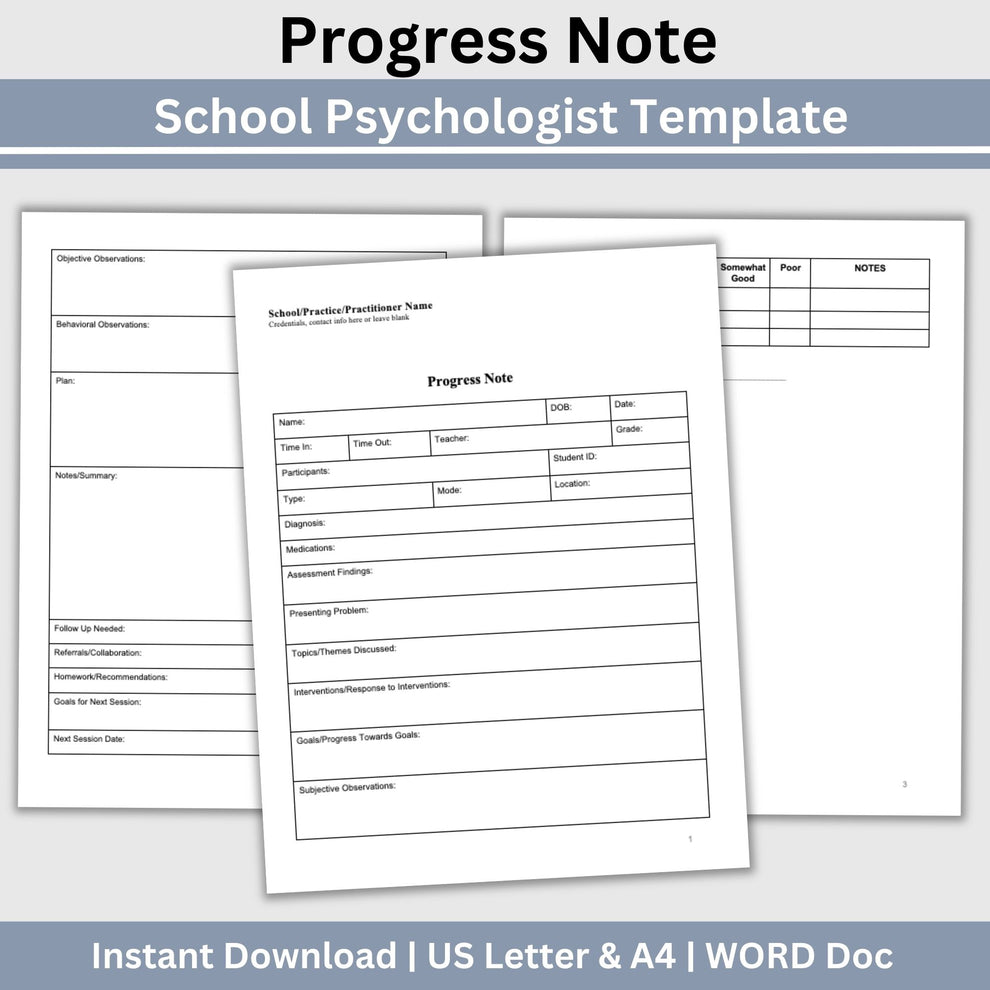 Progress Note for School Psychologists – CCDigitalStudios