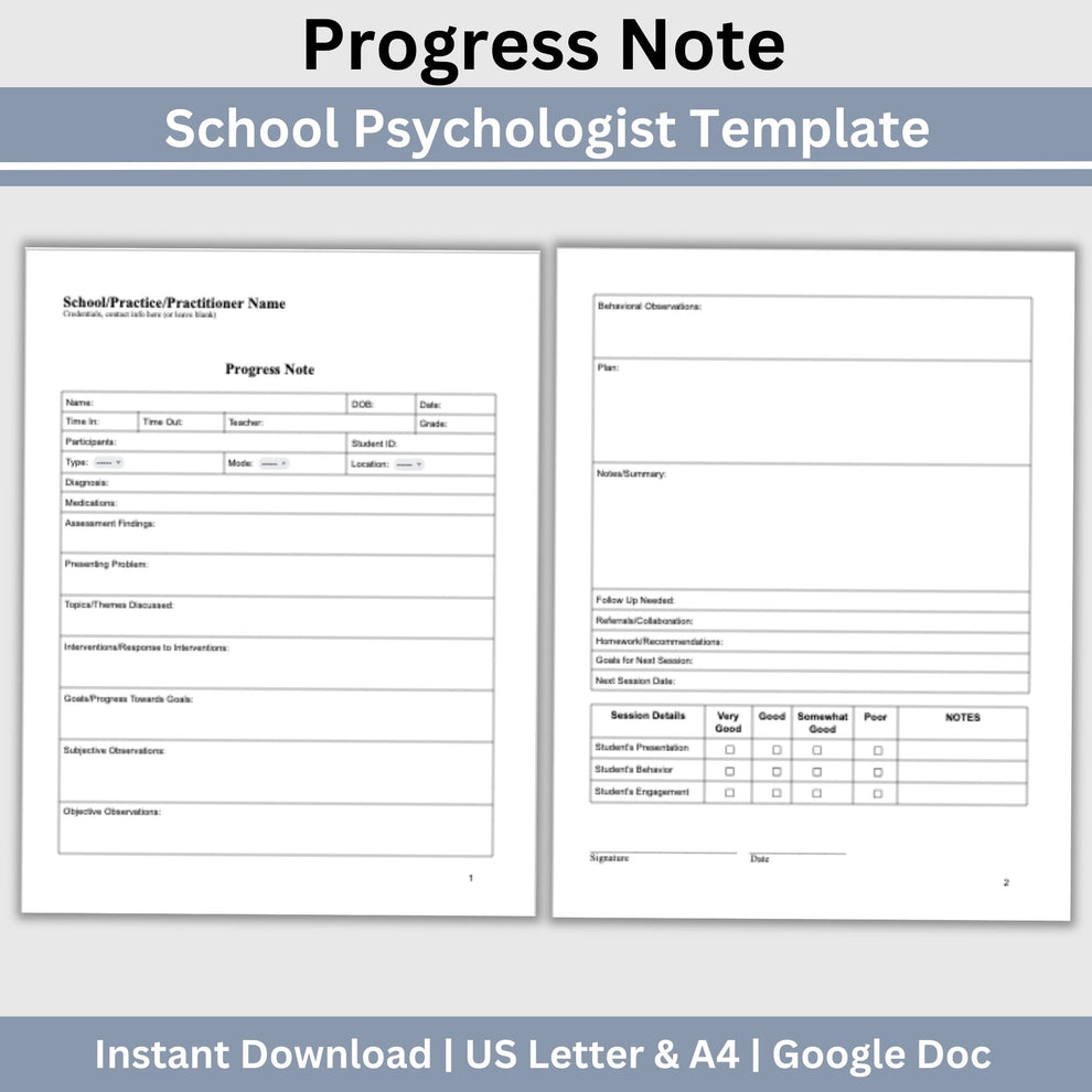 Progress Note for School Psychologists – CCDigitalStudios