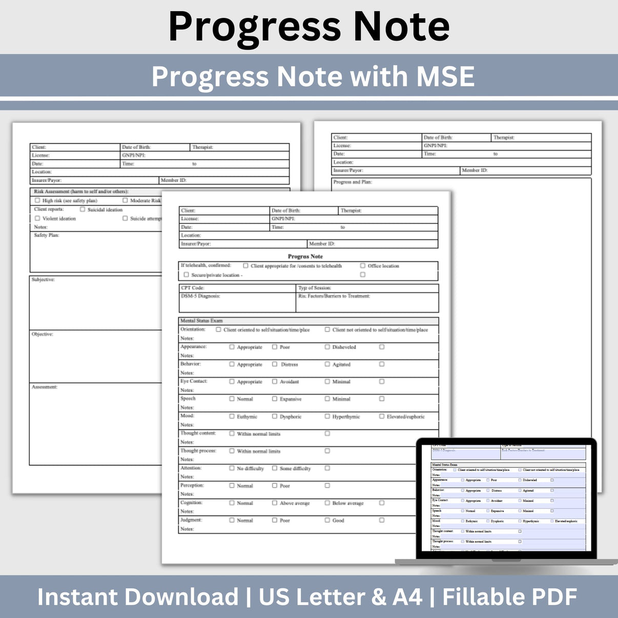 Progress Note Template with MSE: Streamline Counseling Documentation – CCDigitalStudios