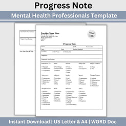 Progress Note Template: Editable WORD Doc – CCDigitalStudios
