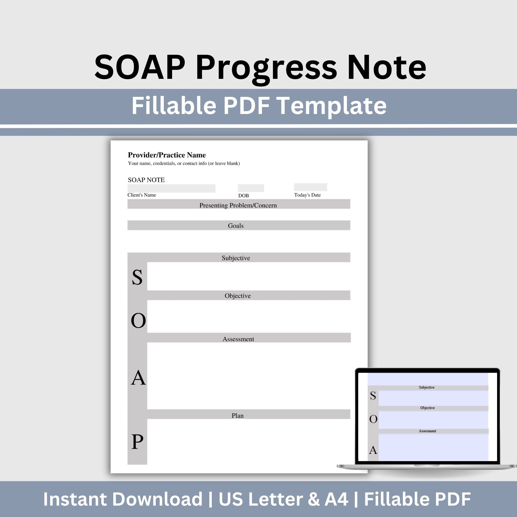 SOAP Progress Note Template for Mental Health Professionals ...