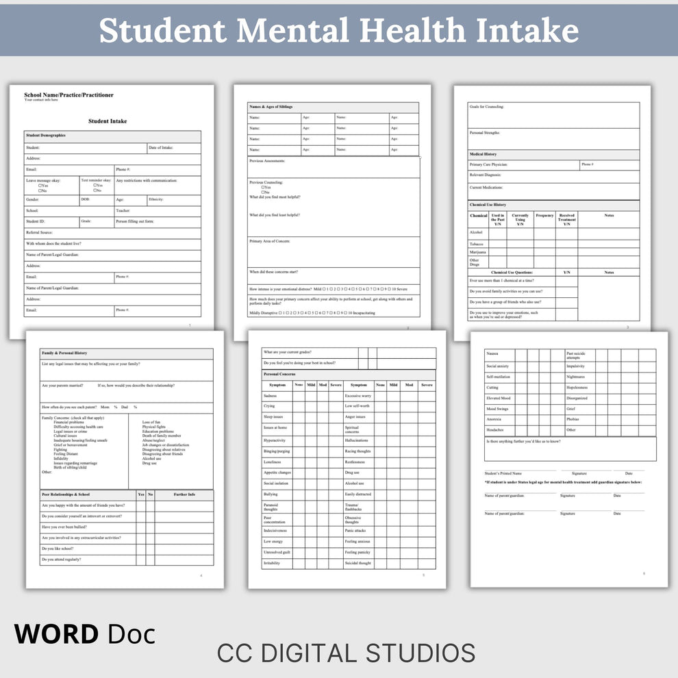 School Psychologist & Counselor Template Forms Bundle – CCDigitalStudios