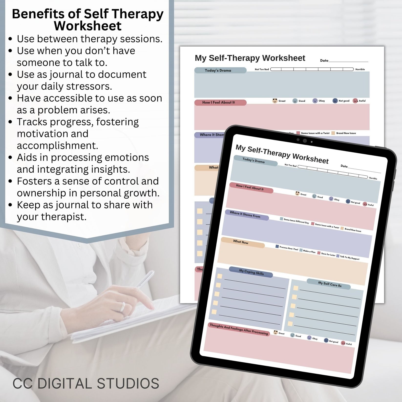 Self-Therapy CBT Worksheet: Process Anxiety and Life Stressors ...