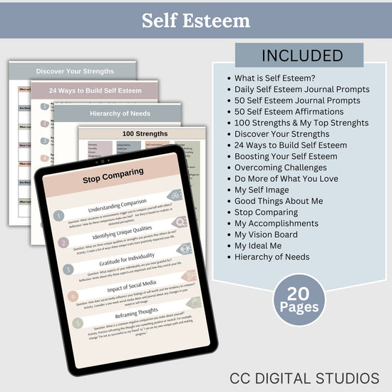 Self Worth Bundle: 116 Therapy Worksheets – CCDigitalStudios