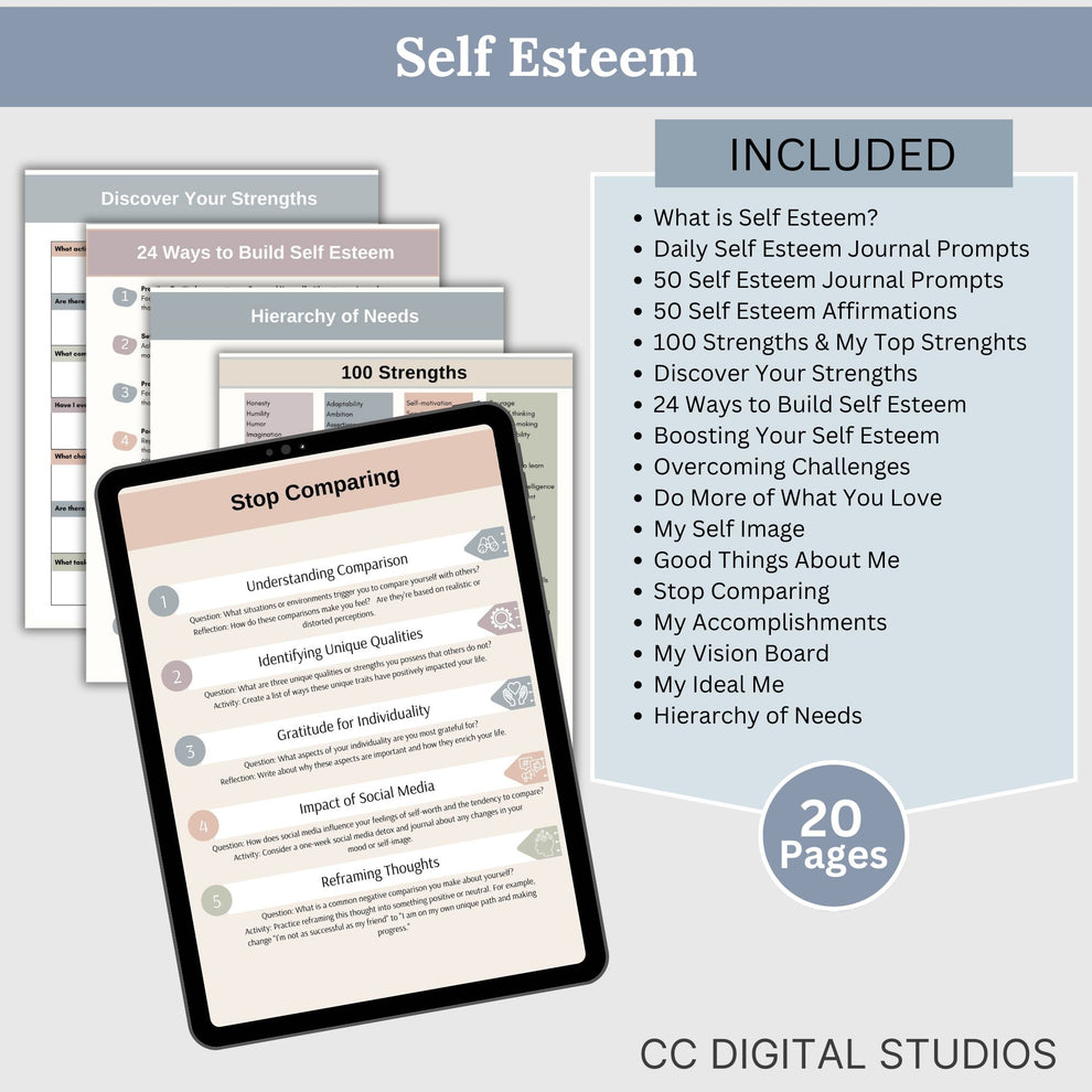 Self Worth Bundle: 116 Therapy Worksheets – CCDigitalStudios