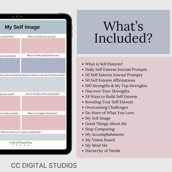 Self-Esteem Worksheets: Boost Self-Worth and Confidence – CCDigitalStudios