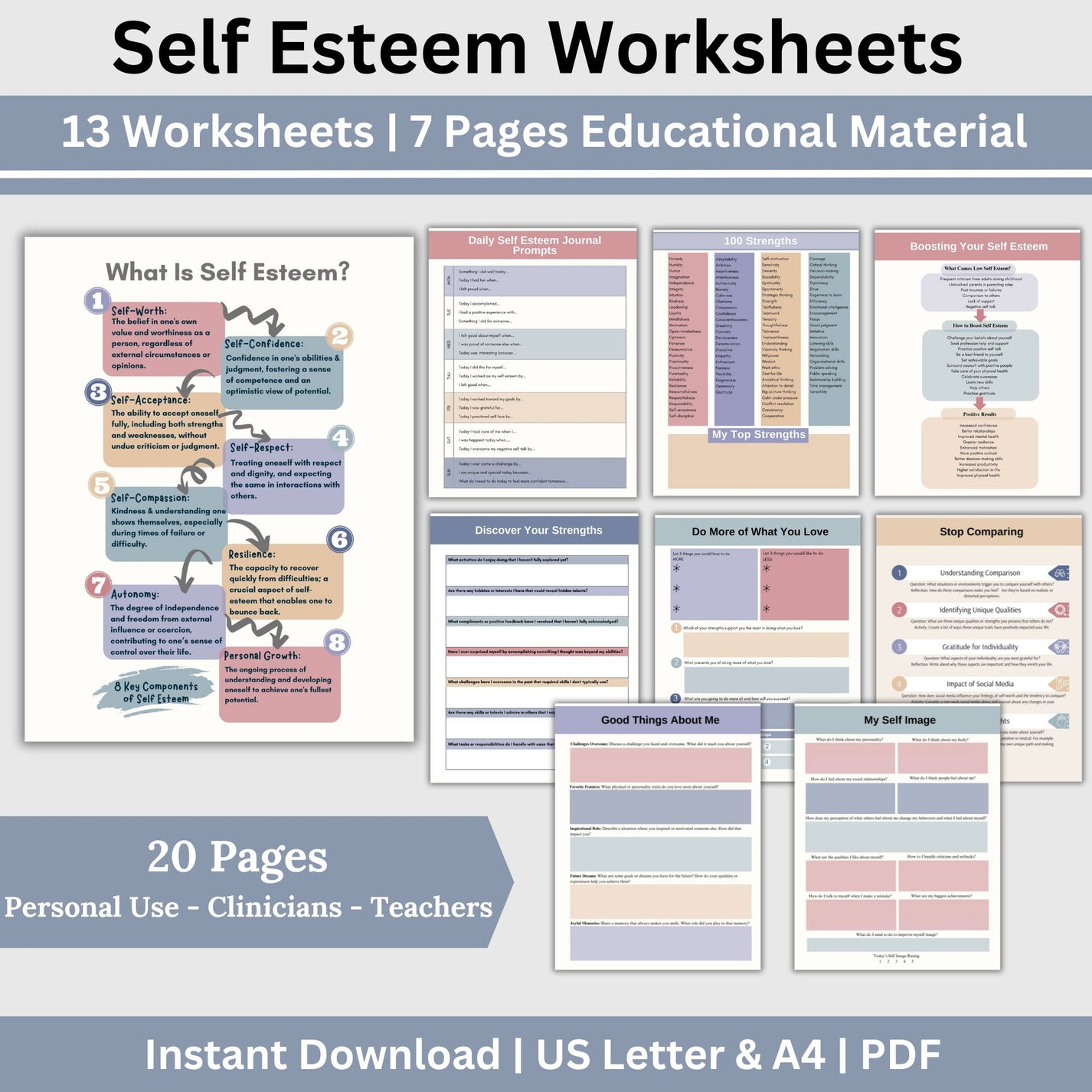 Self-Esteem Worksheets: Boost Self-Worth and Confidence – CCDigitalStudios