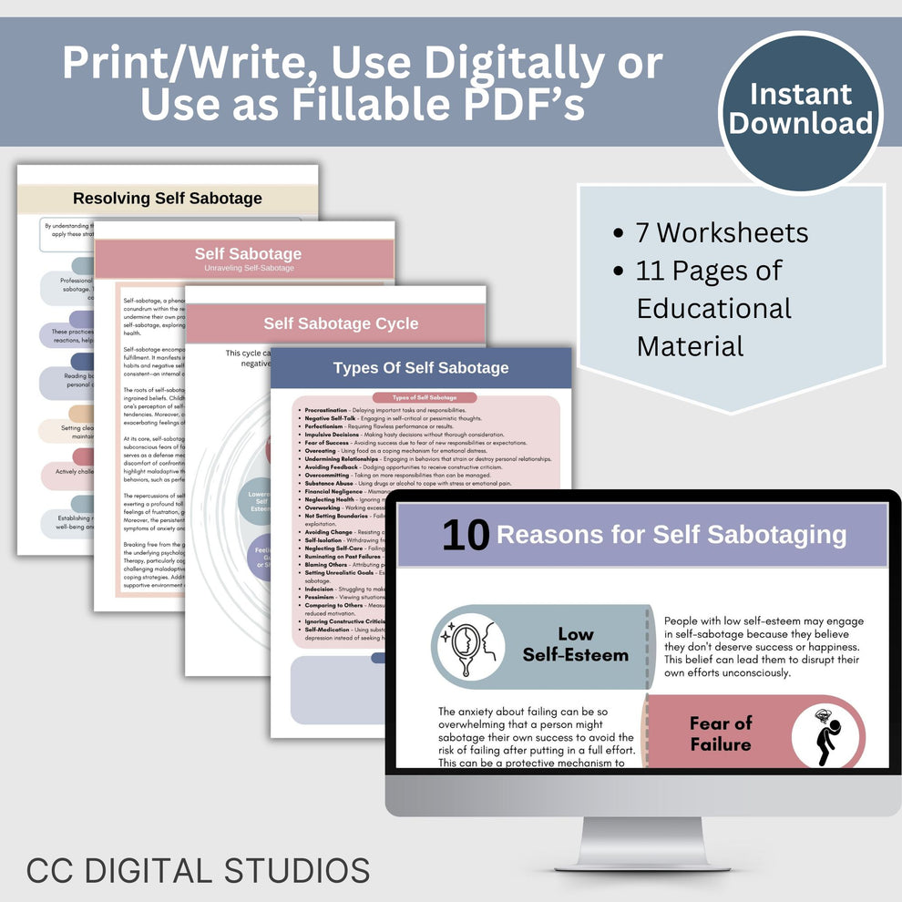 Self-Sabotage Worksheets: Overcome Self-Defeating Behaviors ...