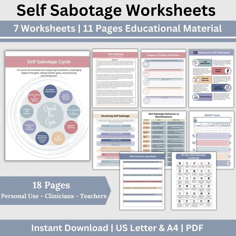 Self-Sabotage Worksheets: Overcome Self-Defeating Behaviors ...