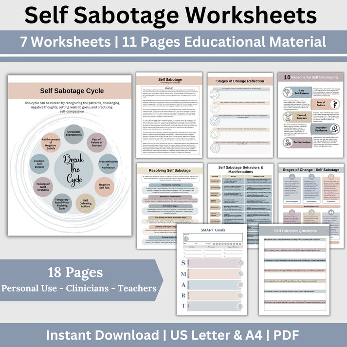 Self-Sabotage Worksheets: Overcome Self-Defeating Behaviors ...