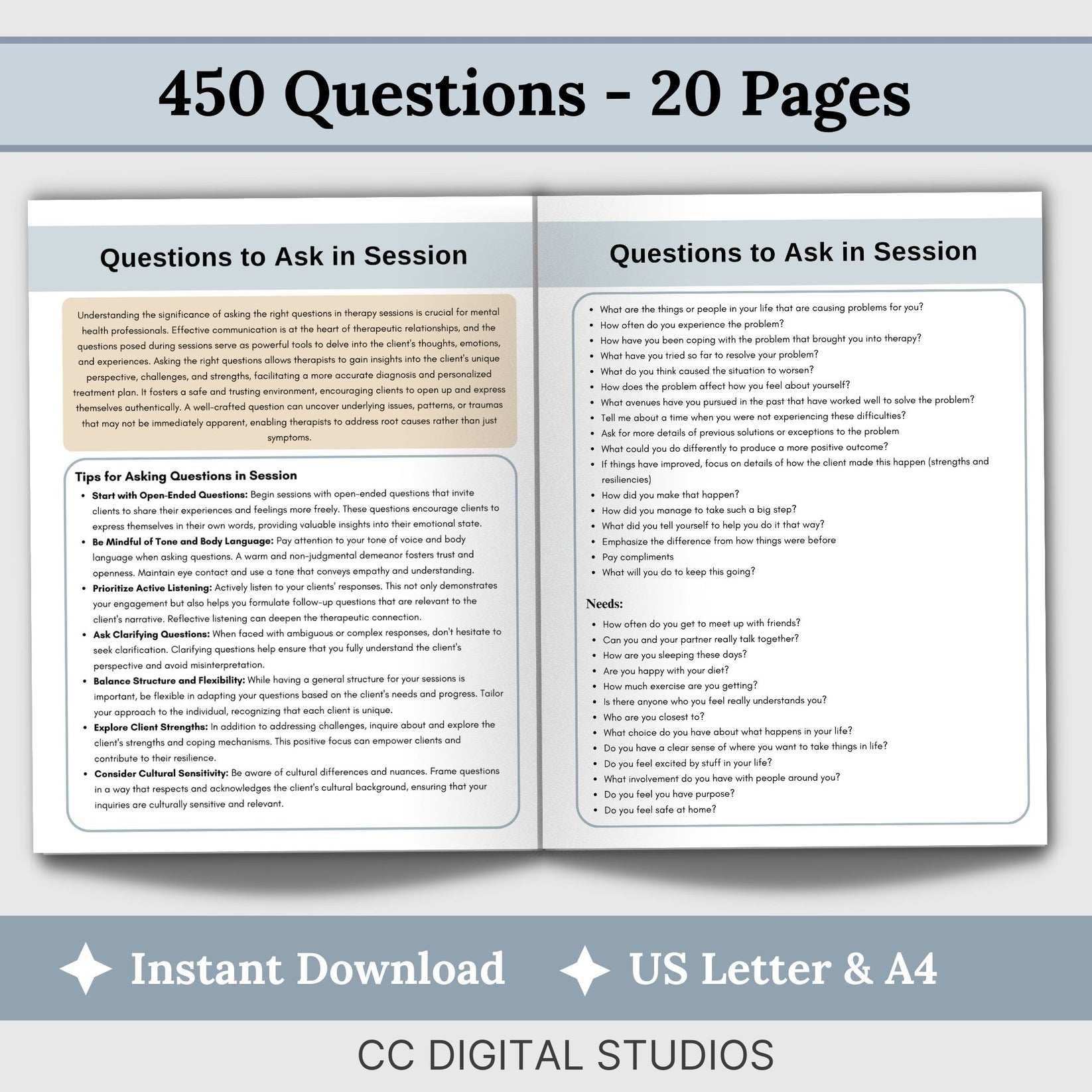 Therapy Session Cheat Sheet: 450 Therapy Questions and Tips ...