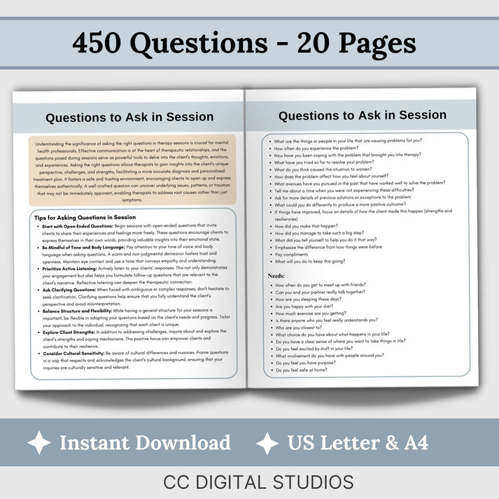 Therapy Session Cheat Sheet: 450 Therapy Questions and Tips ...
