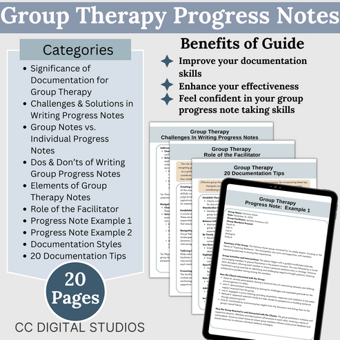 Therapist Documentation Guide Bundle: Progress Notes, SOAP Notes, Grou ...