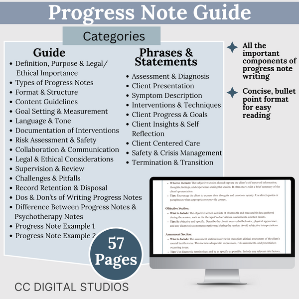 Therapist Documentation Guide Bundle: Progress Notes, SOAP Notes, Grou ...