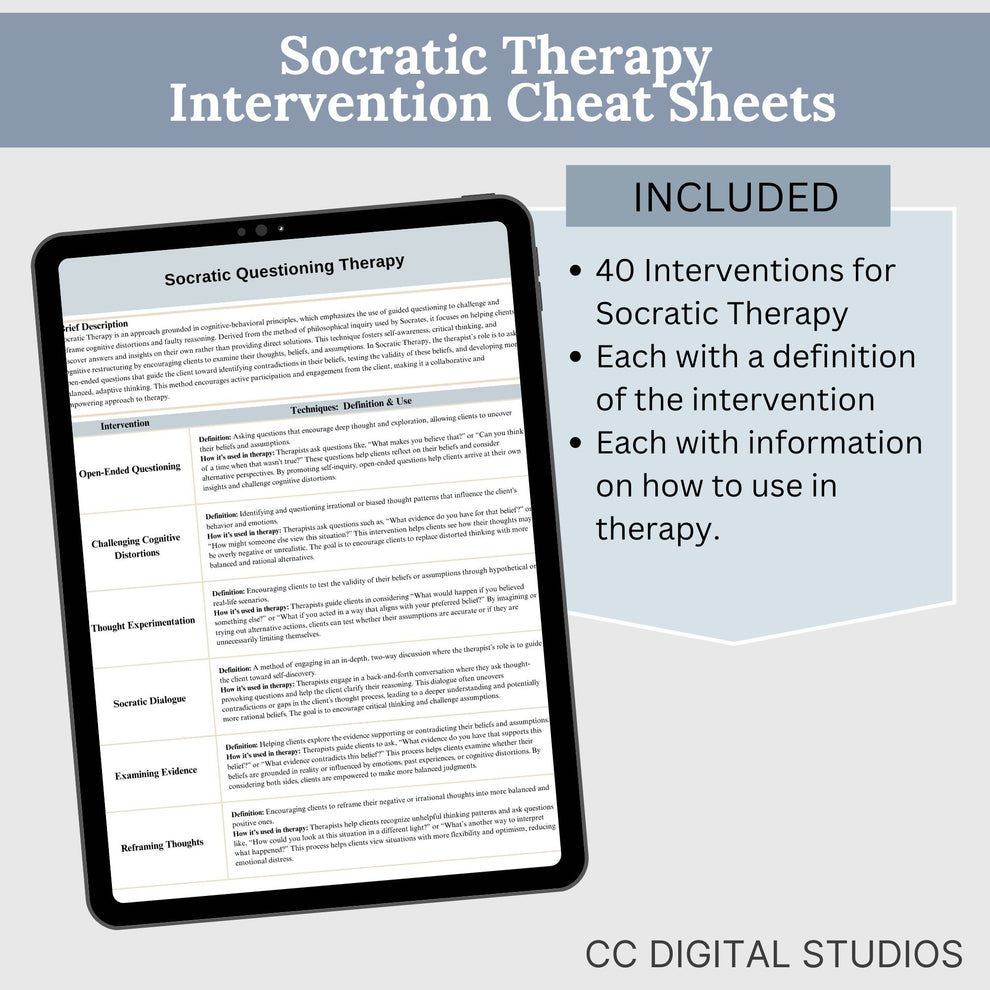 Socratic Therapy Intervention Cheat Sheet – CCDigitalStudios