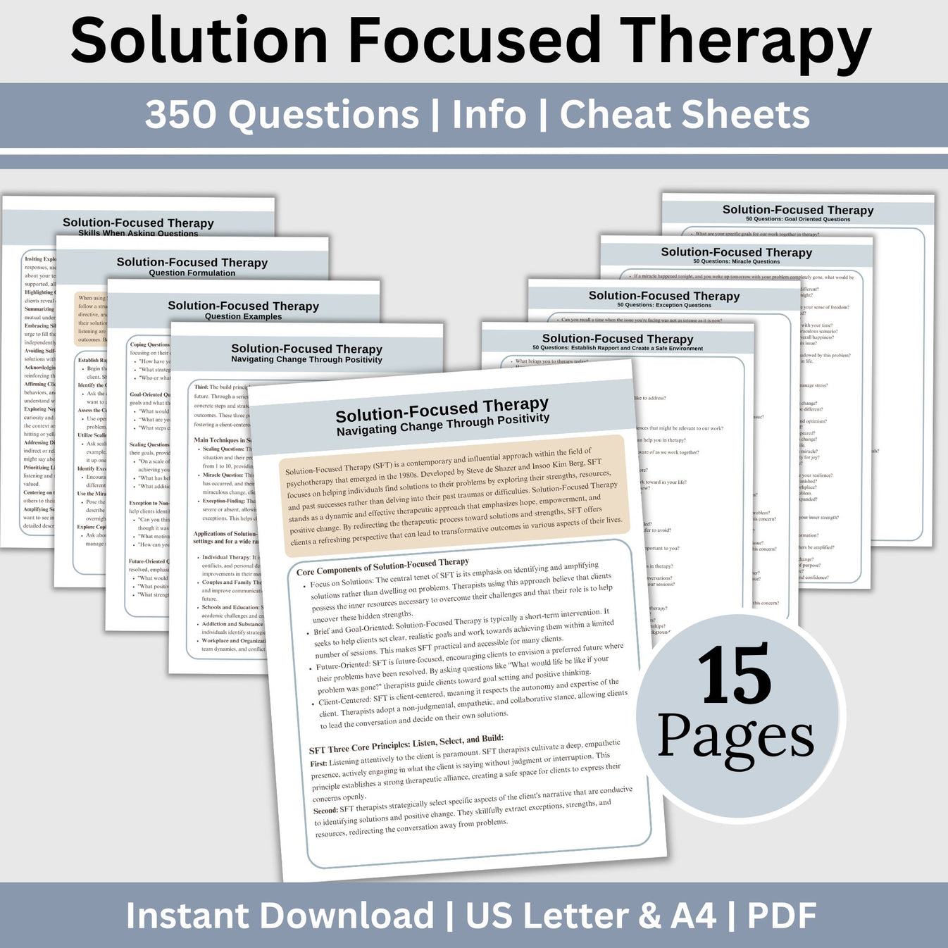 Solution-Focused Therapy Cheat Sheet: 350 Questions & Conversation Sta – CCDigitalStudios