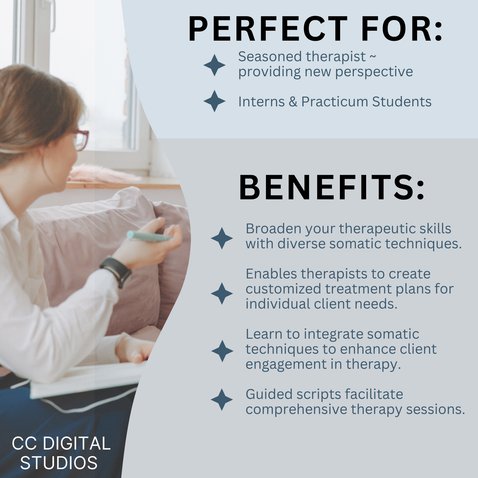 Somatic Therapy Cheat Sheets for Mental Health Clinicians, Techniques – CCDigitalStudios