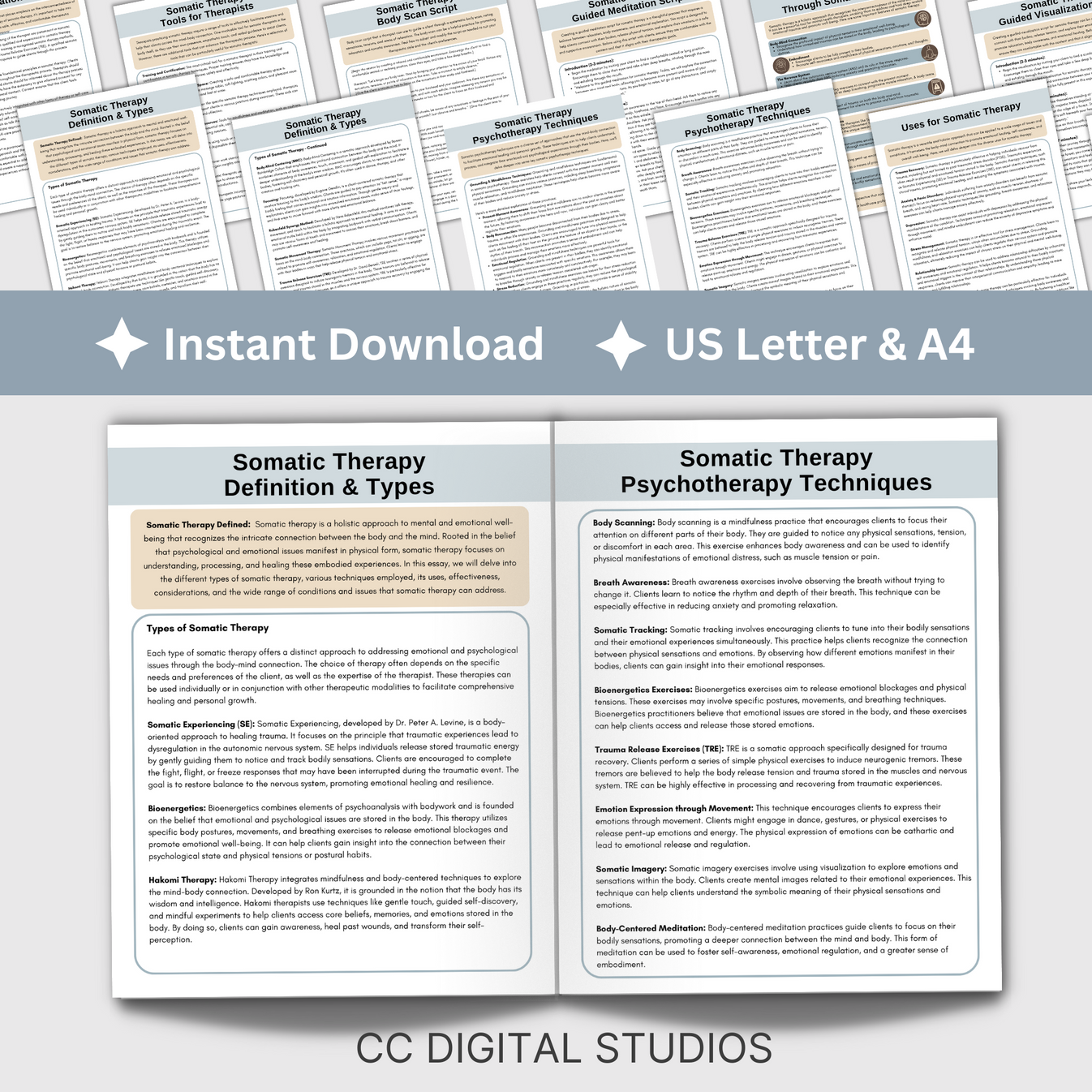 Somatic Therapy Cheat Sheets for Mental Health Clinicians, Techniques ...