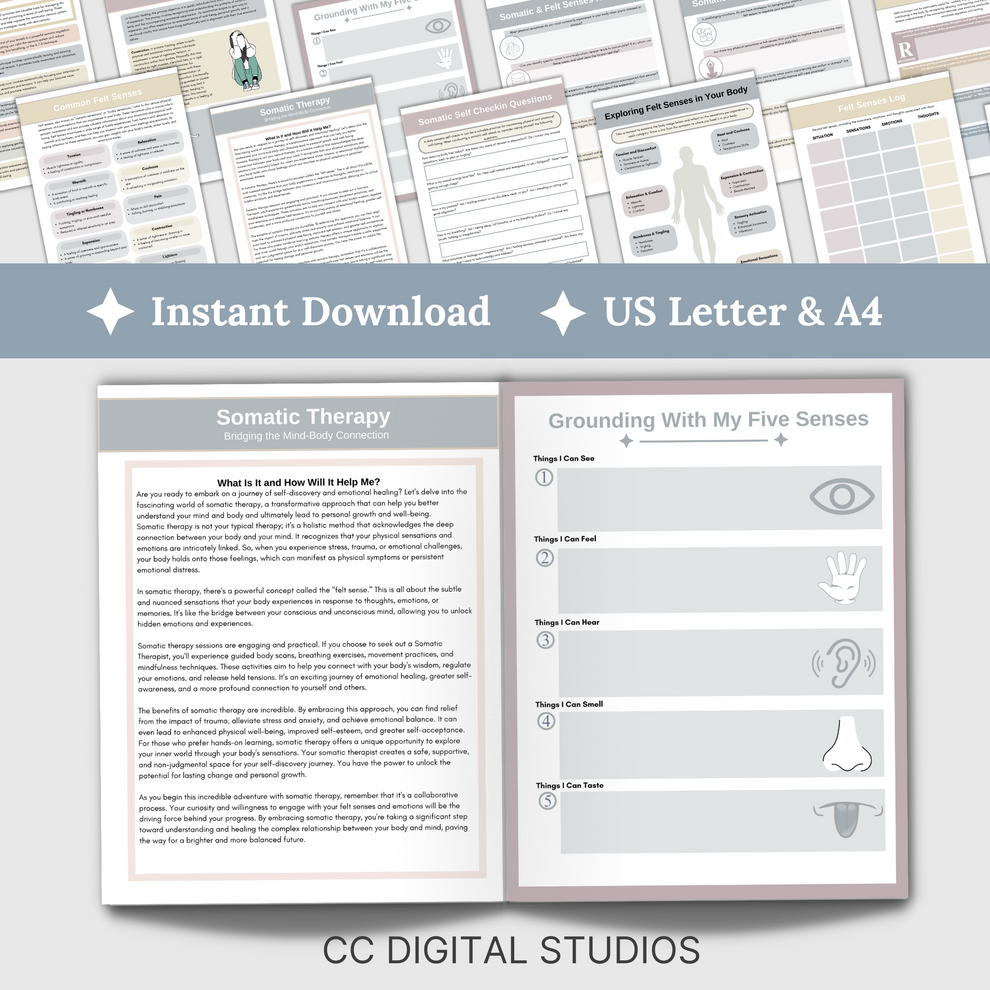 Somatic Therapy Worksheets, Felt Senses Somatic Exercises for Sensory ...