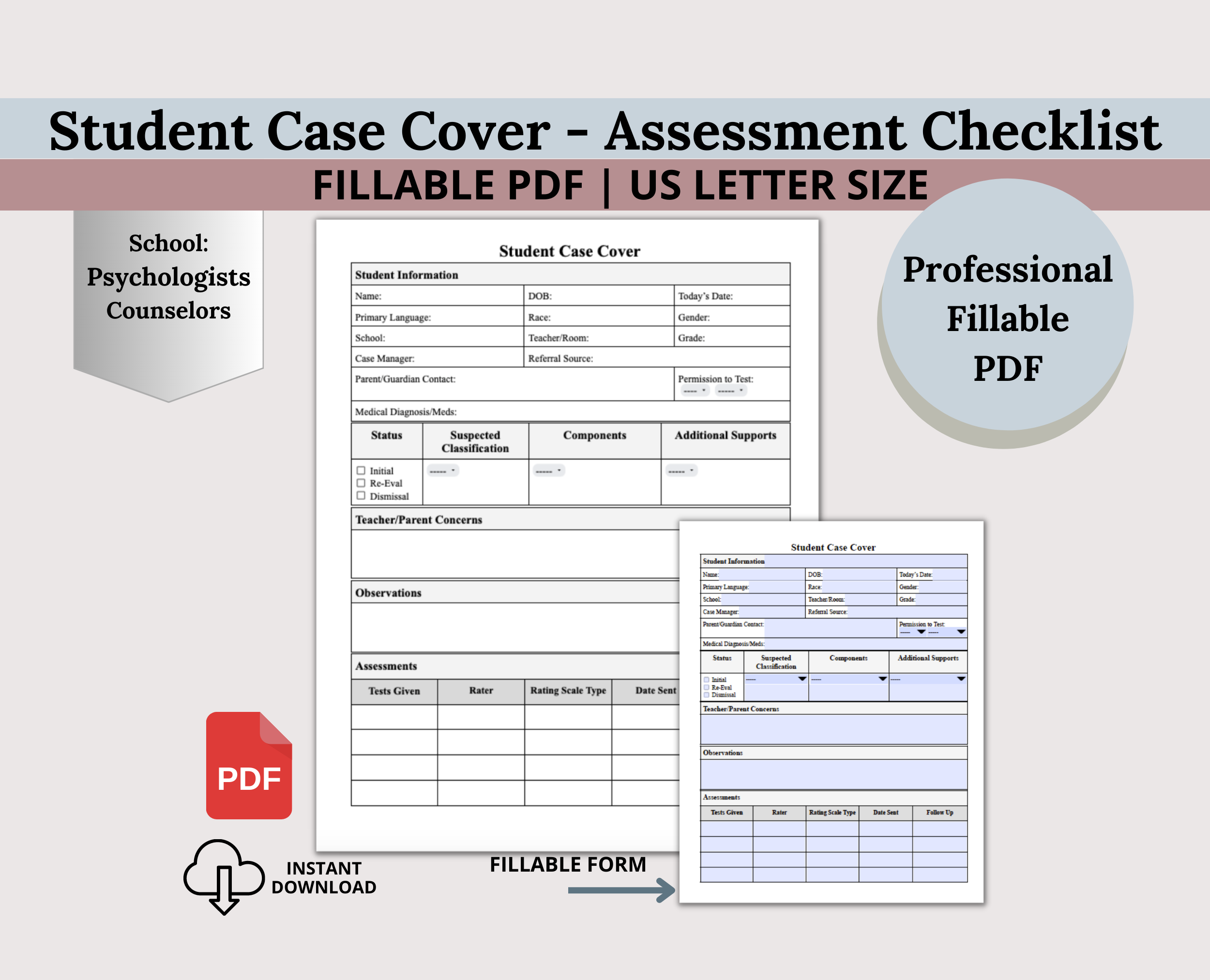 School Counselor Student Case Study Template: Organize Student Evaluat ...
