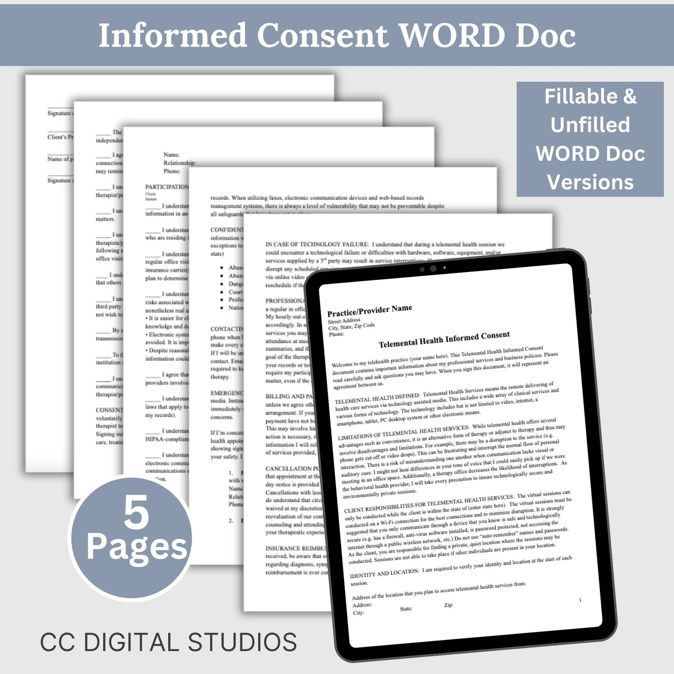 Telemental Health Progress Notes, Consents, and SOAP Notes: Streamline ...