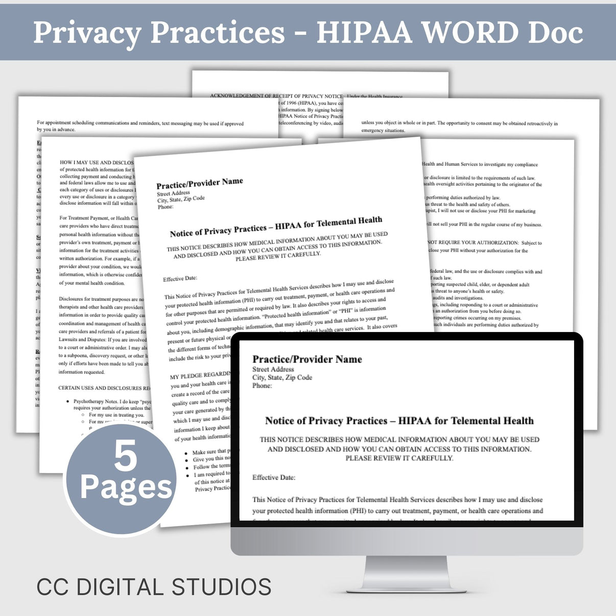 Telemental Health Progress Notes, Consents, and SOAP Notes: Streamline ...