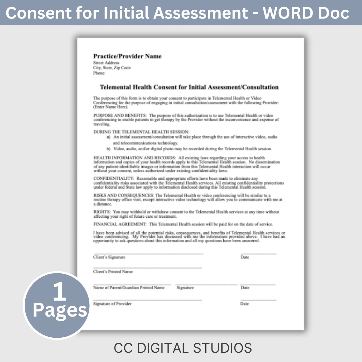 Telemental Health Progress Notes, Consents, and SOAP Notes: Streamline ...