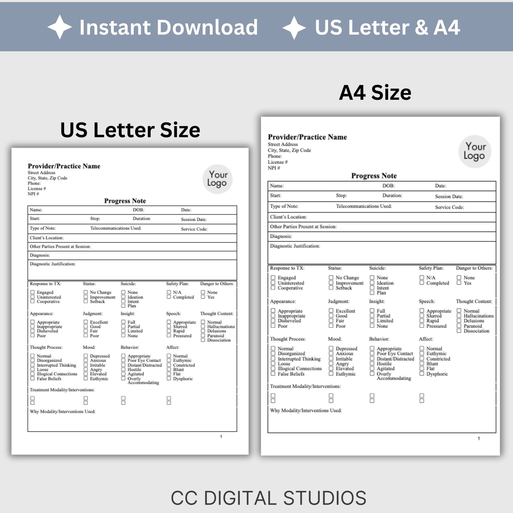 Telemental Health Progress Notes, Consents, and SOAP Notes: Streamline ...