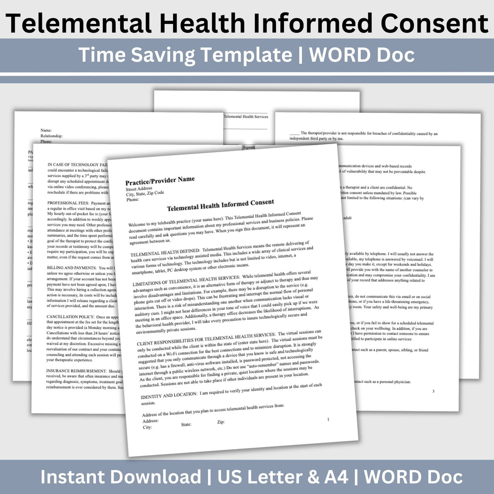 Telemental Health Informed Consent Template for Therapist Offices ...