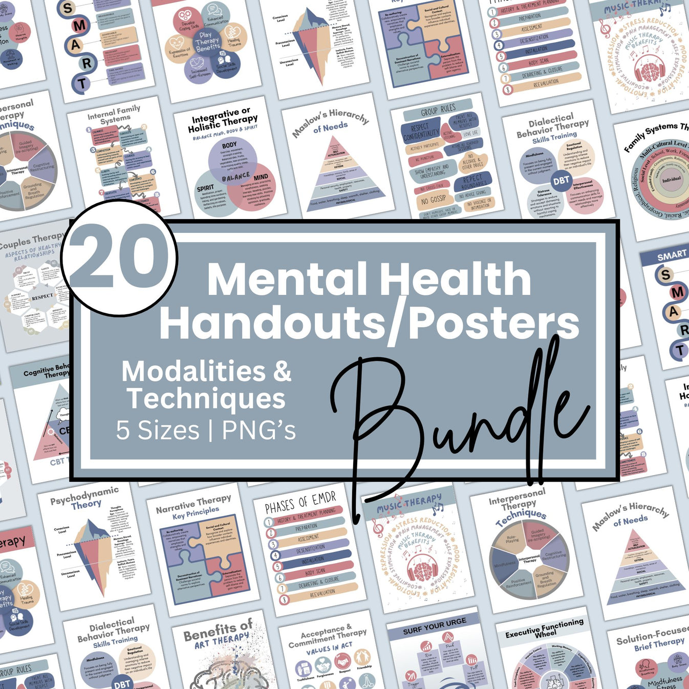 Therapy Wall Art or Infographic Handout Bundle: Enhance Your Therapist ...