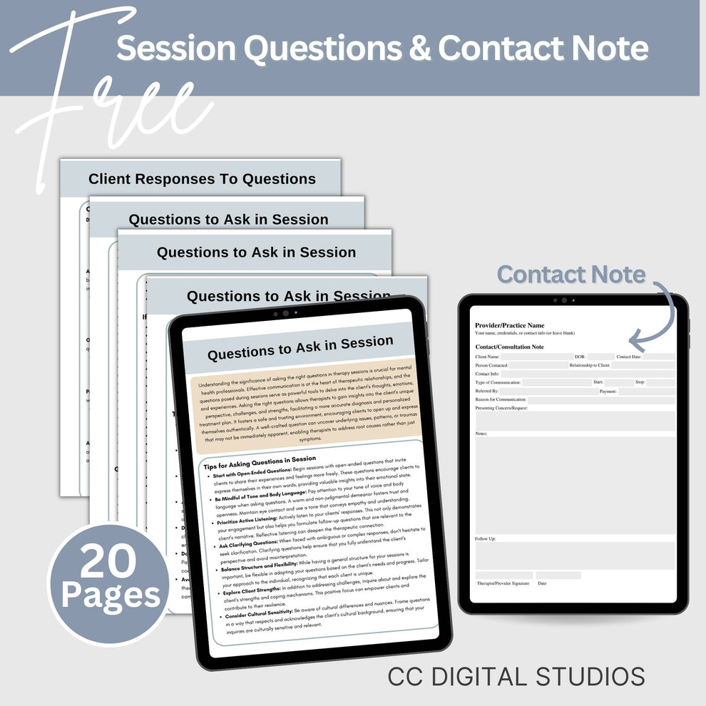 Therapy Documentation Bundle with Free Questions to Ask in Session ...