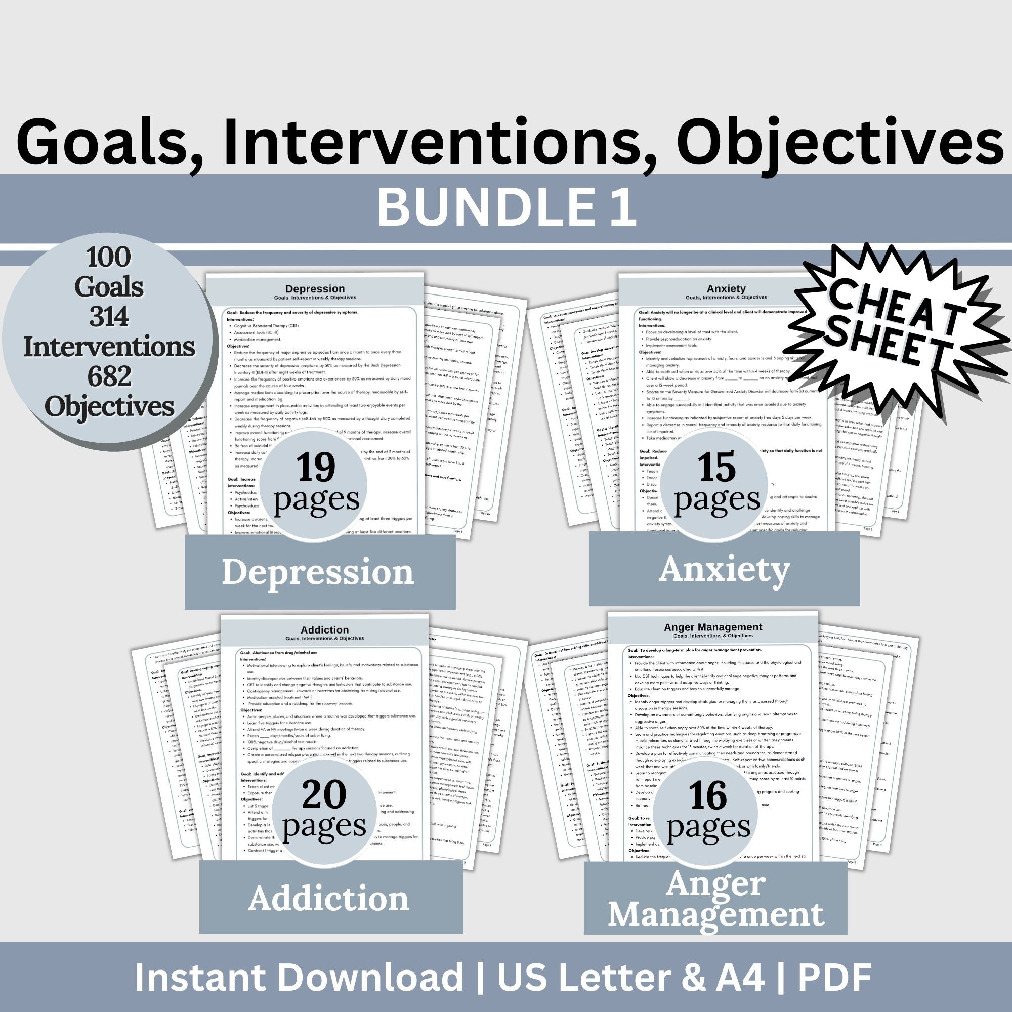 Therapy Tools Treatment Plan Bundle: Goals, Interventions, Objectives ...