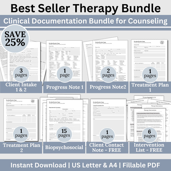 Therapy Forms Bundle: Streamline Documentation for Therapists & Counse ...